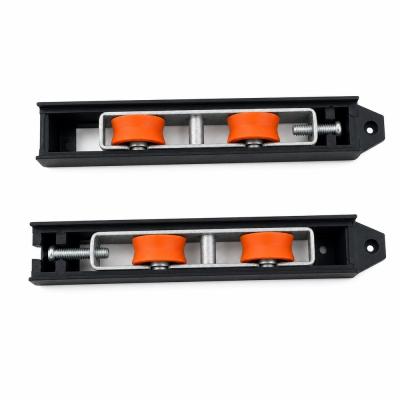 China Adjustable Height Tandem Double Wheel Sliding Door Roller Black Nylon Housing Orange POM Wheel for Aluminum UPVC Door for sale