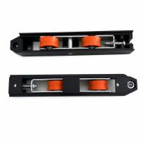 China Adjustable Height Tandem Double Wheel Sliding Door Roller Black Nylon Housing Orange POM Wheel for Aluminum UPVC Door for sale