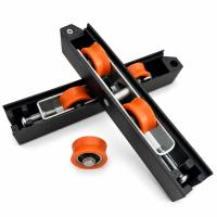 China Adjustable Height Tandem Double Wheel Sliding Door Roller Black Nylon Housing Orange POM Wheel for Aluminum UPVC Door for sale