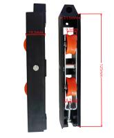 China Adjustable Height Tandem Double Wheel Sliding Door Roller Black Nylon Housing Orange POM Wheel for Aluminum UPVC Door for sale