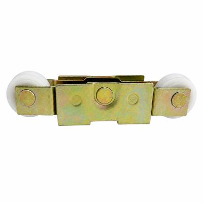 China Chile Bolivia Market Double Nylon Wheel Sliding Door Roller Color Zinc Iron Housing Snap In Bottom Pulley Wear Resistant for sale