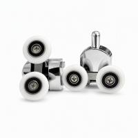 China Double Wheel Shower Door Roller Chrome Zinc Alloy Bracket Nylon Pulley for Glass Sliding Bathroom Door for sale