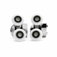 China Double Wheel Shower Door Roller Chrome Zinc Alloy Bracket Nylon Pulley for Glass Sliding Bathroom Door for sale