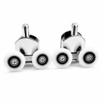 China Double Wheel Shower Door Roller Chrome Zinc Alloy Bracket Nylon Pulley for Glass Sliding Bathroom Door for sale