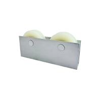 China Rodillo Para Porton Corredizo 68.5x33mm Zinc Plated Steel Double Nylon Wheel Bottom Gate Roller 8mm Groove Anti Rust for sale