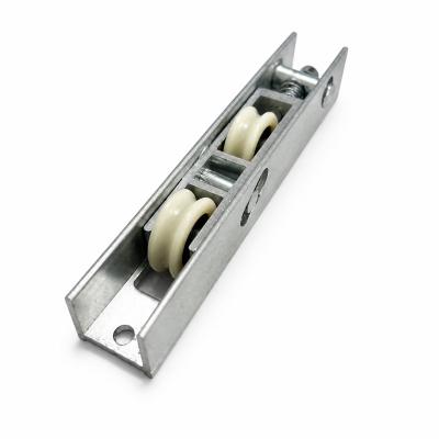 China Adjustable Hidden Nylon Sliding Door Roller Aluminum Alloy Double Wheel U Groove Screw Installation Quiet Smooth Window Roller for sale