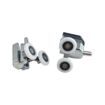 China Universal Shower Door Roller Adjustable Zinc Alloy Bridge Electroplated Housing Nylon Wheel for Sliding Glass Door Repair for sale