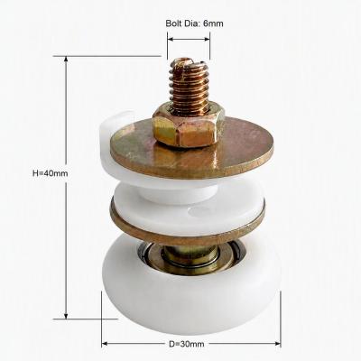 China Bathroom Shower Enclosure Roller White Nylon 30mm Waterproof Color Zinc Deep Groove Bearing Adjustable SDT for sale