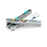 China Galvanized Spring Adjustable Double Wheel Sliding Door Roller Heavy Duty V Groove Track Sliding Window Roller Hardware for sale