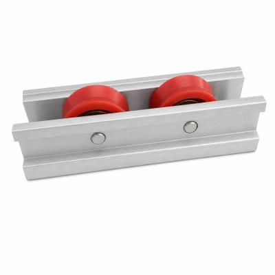 China Heavy Duty Double Red POM Wheel Sliding Patio Door Roller Ribbed Aluminum Channel Lower Rail Pulley for Saudi Arabia for sale