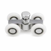 China Heavy Duty Double Red POM Wheel Sliding Patio Door Roller Ribbed Aluminum Channel Lower Rail Pulley for Saudi Arabia for sale