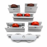 China Heavy Duty Double Red POM Wheel Sliding Patio Door Roller Ribbed Aluminum Channel Lower Rail Pulley for Saudi Arabia for sale