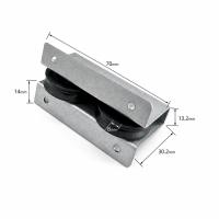 China Heavy Duty Galvanized Steel Flanged Bracket Double Nylon Wheel Sliding Gate Roller with Mounting Holes for Patio Fence Door for sale