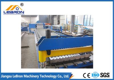 China Blue Roofing Corrugated Sheet Roll Forming Machine , Corrugated Roller Machine for sale