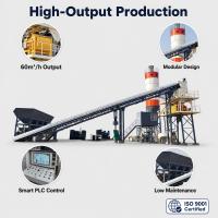 China HZS090-5L Concrete Batching Plant 90t/h Modular Design Ready Mix Concrete Mixing Plant with JS1500 Mixer for Construction for sale