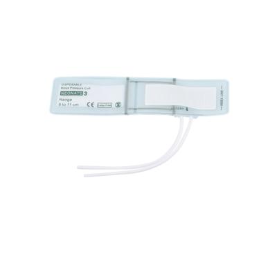 China Transparent Disposable Neonatal BP Cuff 6-11CM Size 3 Double Hose Latex Free for sale