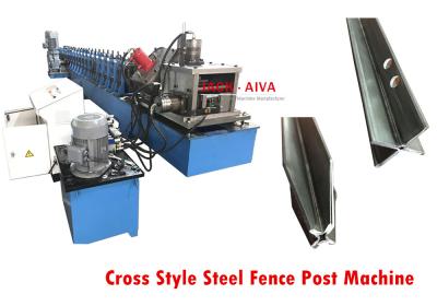 China Cross Style Fence Post Making Machine PLC Control Highway Guardrail Forming Machine 11kw for sale