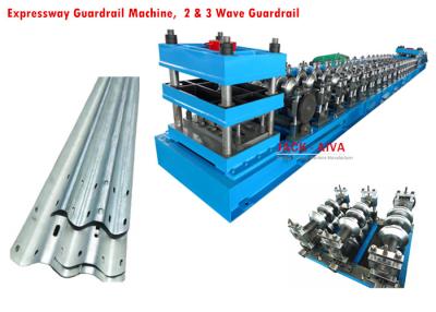China Three Wave / Two Wave Guardrail Roll Forming Machine 20 Stations Highway Guardrail Machine for sale