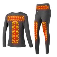 China Women Premium Winter Long Warm Electric Tops Pants Suit Set Clothing Heating Fleece Heated Thermal Suit Underwear for sale