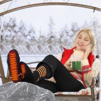 China Thick Electric Thermal Heated Socks Rechargeable Heated Socks Black with Good Elasticity for sale