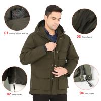 China Washable Men's Heated Body Warmers 7.4V Rechargeable Heated Jacket with 4 Heating Zones for sale