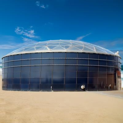China Palm Oil Storage Cylindrical GFS Panel Bolted Steel Tanks with Aluminum Geodesic Dome for sale