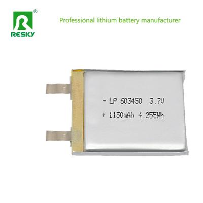 China Solar Lithium Polymer Battery Cell 3.7V 603450 1200mAh Batteries For Elevator Alarm for sale