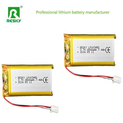 China Flat Lithium Polymer Battery Cell 523450 603450 803450 103450 3.7v 2000mAh Lipo Batteries for sale