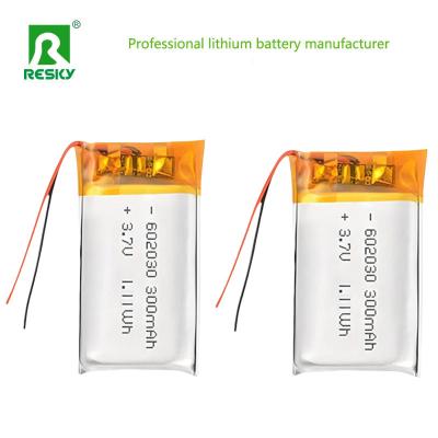 China LP602030 3.7v 300mAh Rechargeable Lithium Polymer Battery Durable and Long Cycle Life 500cycles for sale