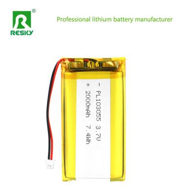 China Rechargeable Lipo Battery 103055 3.7V 2000mAh 7.4wh Power Solar Lithium Ion Battery Cell for sale