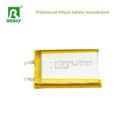 China Power Lithium Ion Cell 703048 3.7v 1000mAh 3.7wh Rechargeable Lithium Li-Ion Polymer Battery for sale