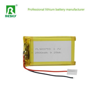 China Rechargeable Batteries 903759 3.7v 2500mAh 9.25wh Solar Lithium Battery Cell For Bauty Device for sale