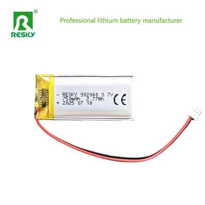 China Rechargeable Li-Polymer Battery 102040 902040 3.7V 800mAh 850mAh Lithium Battery Cell for sale