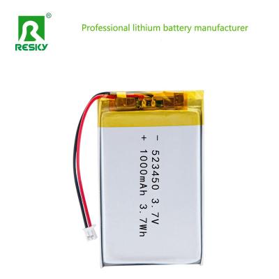 China Power Lithium battery Cell 523450 3.7v 1000mAh 3.7Wh Rechargeable Li Polymer Battery for sale