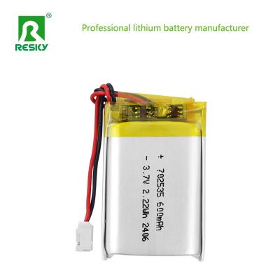 China Solar Lipo Battery Cell LP702535 3.7V 600mAh 2.22wh Rechargeable Lithium Batteries For Speaker for sale
