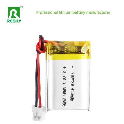 China Lithium Polymer Battery Cell LP702030 3.7v 400mAh 1.48wh Rechargeable Batteries For GPS for sale