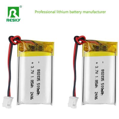 China Lithium Polymer Battery Cell 802035 3.7V 500mAh 1.85wh Rechargeable Batteries For Learning Devices for sale