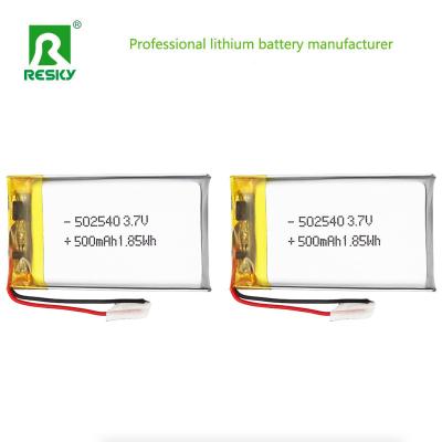 China Lithium Polymer Battery Cell 502540 3.7v 500mAh 1.85wh Lithium Ion Batteries For Monitor for sale