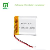 China Rechargeable Lifepo4 Battery Cell 603030 3.7v 500mAh 1.85wh Power Lithium Ion Batteries For Portable Medical Device for sale