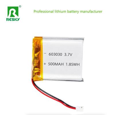 China Rechargeable Lifepo4 Battery Cell 603030 3.7v 500mAh 1.85wh Power Lithium Ion Batteries For Portable Medical Device for sale