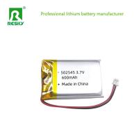 China Lithium Polymer Lipo Batteries LP502545 3.7V 600mAh 2.22wh Rechargeable Li-Polymer Batteries for sale