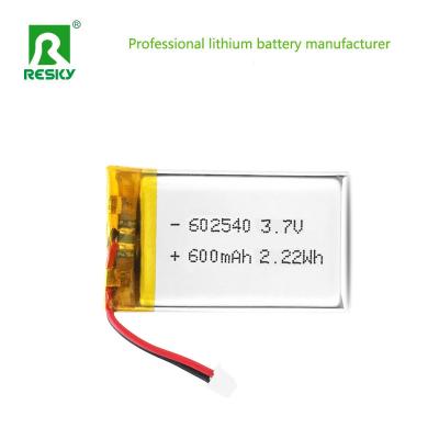China Lithium Ion Polymer Batteries 602540 600mAh 3.7V 2.22wh Rechargeable Power Lipo Batteries For Beauty Device for sale