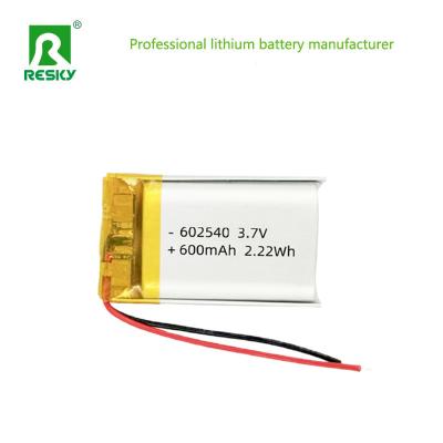 China Li-ion battery cell 602540 600mAh 3.7V 2.22wh Rechargeable Power lithium ion Batteries For wearable devices for sale