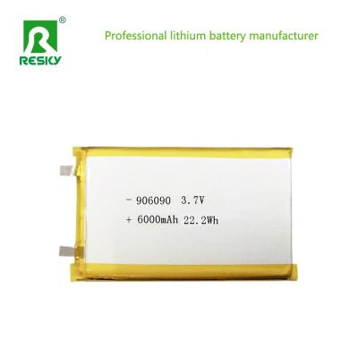China Power Lipo Battery 906090 3.7v 6000mAh 22.2wh Rechargeable Lithium Ion Polymer Battery For Smart Lock for sale