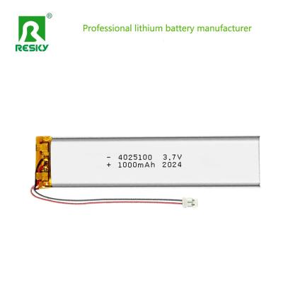 China Rechargeable Lithium Ion Batteries 4025100 3.7v 1000mAh 3.7wh Li Polymer Battery Cell for sale