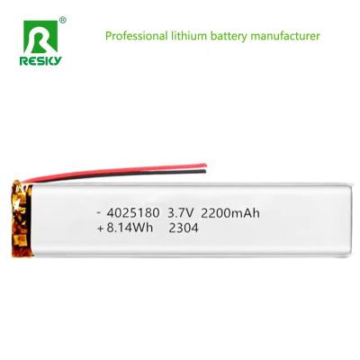 China Lithium Ion Polymer Battery 4025180 3.7v 2200mAh 8.14wh Rechargeable Li-ion Battery Cell for sale