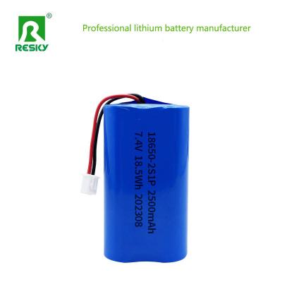 China Lithium Ion Battery 18650 2s 7.4V 2500mAh 18.5wh Li-ion Rechargeable Batteries for sale