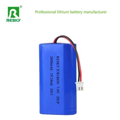 China Rechargeable 18650 lithium battery Battery Pack 2600mAh 7.4V 19.24wh lipo battery pack for sale