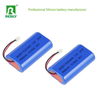 China Lithium Battery Cell 18650 Li-ion Battery Pack 3.7v 7.4V 2600mAh 19.24wh Power Lithium Batteries for sale