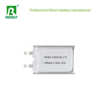 China Power Batteries 501530 200mAh 3.7v 0.74wh Small Rechargeable Solar Lipo Lithium Battery Cell for sale